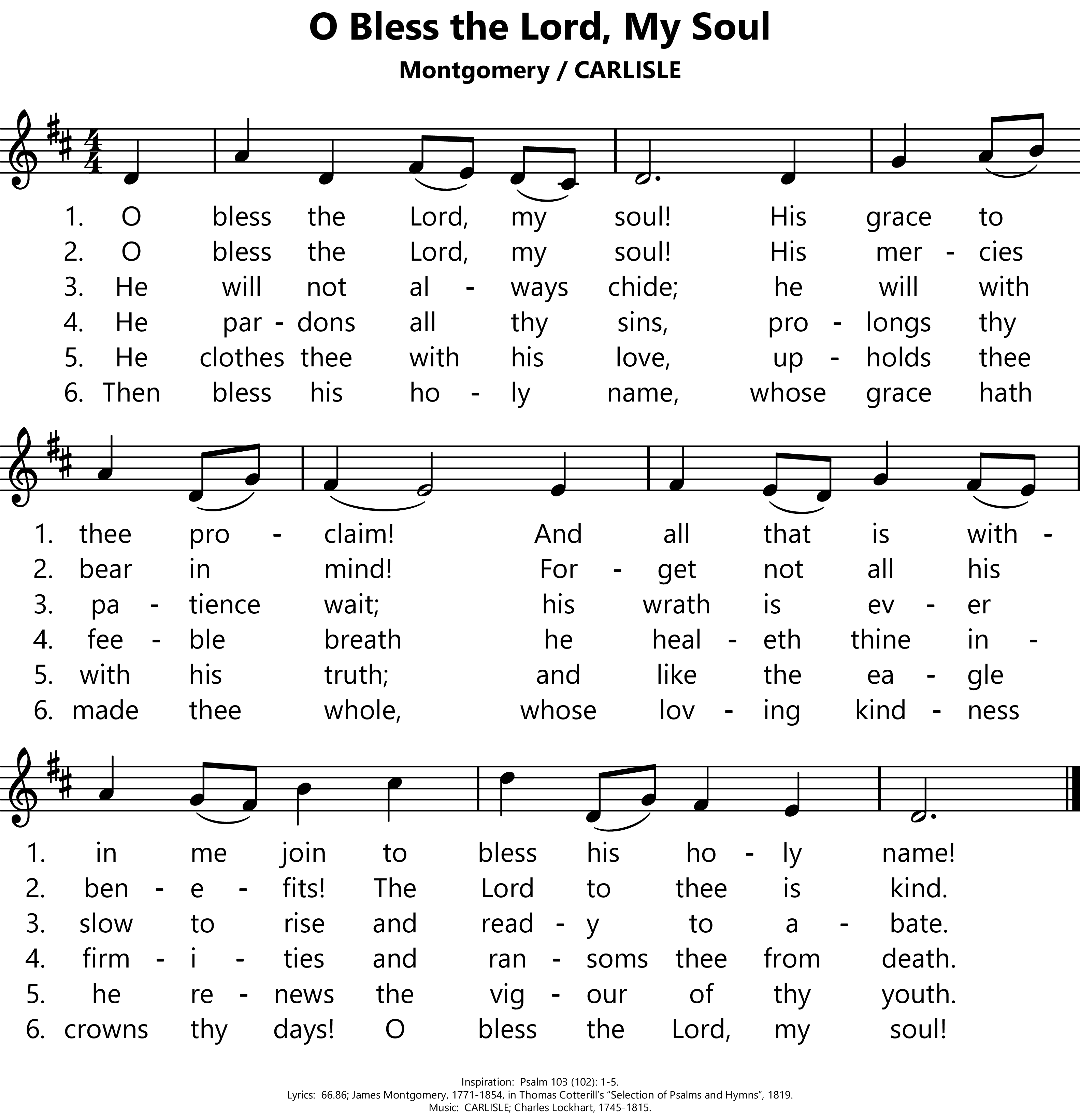 Psalm 103 (102): O Bless the Lord, My Soul [James Montgomery]